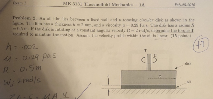 Solved Exam 1 ME 3131 Thermofluid Mechanics 1A Feb-25-2016 | Chegg.com