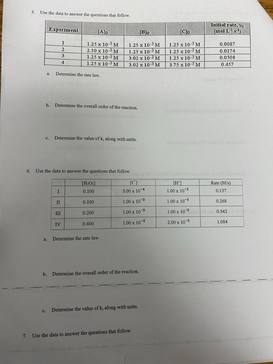 Solved 5. Use the data to answer the questions that follow. | Chegg.com