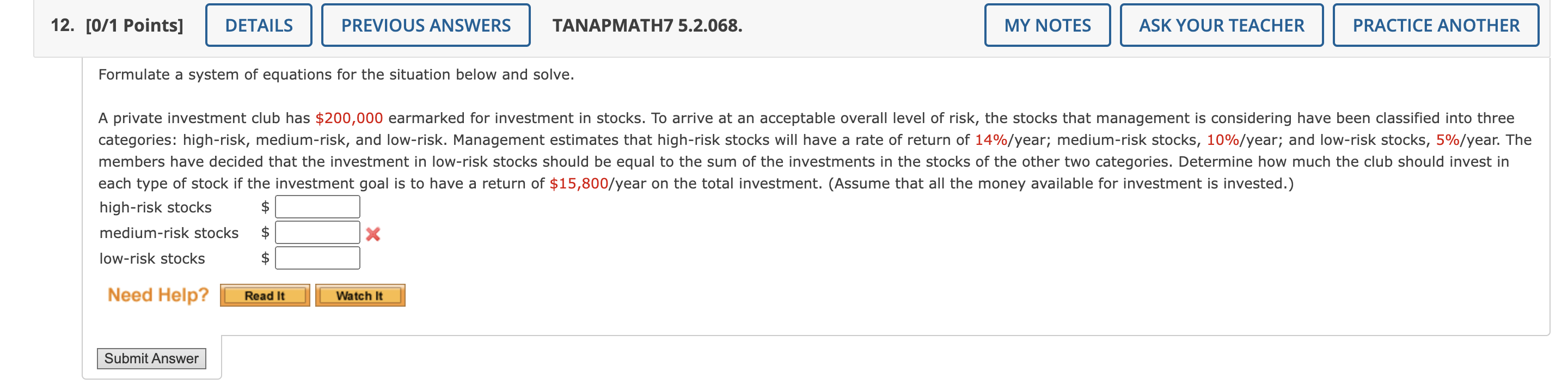 Solved Formulate a system of equations for the situation | Chegg.com