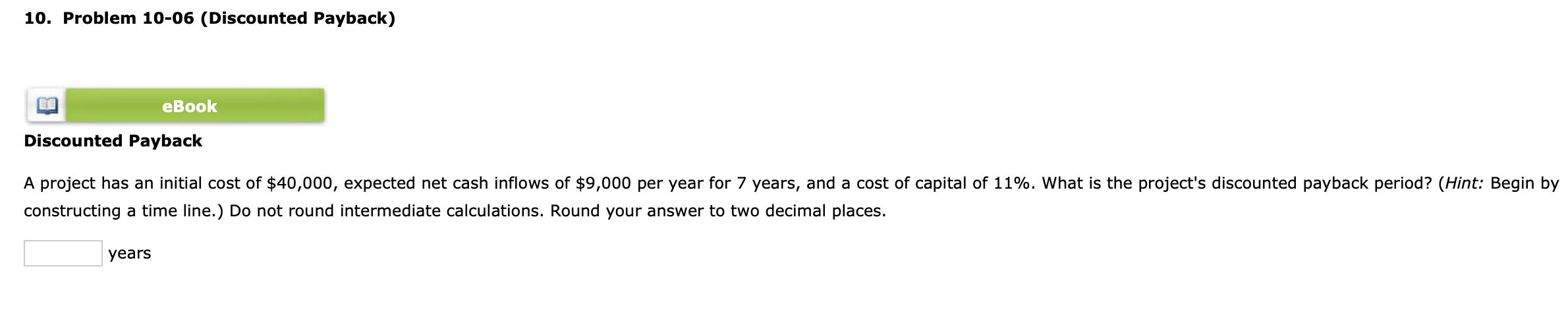 Solved 5. Problem 10-01 (NPV) NPV line.) Do not round | Chegg.com