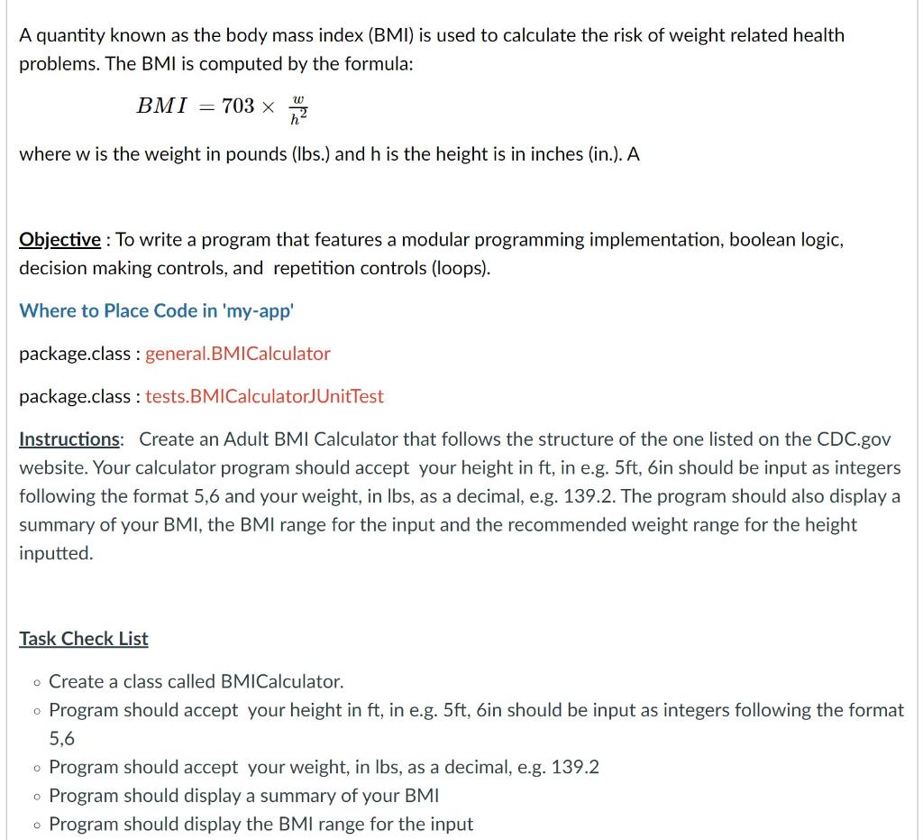 Solved A quantity known as the body mass index (BMI) is used | Chegg.com