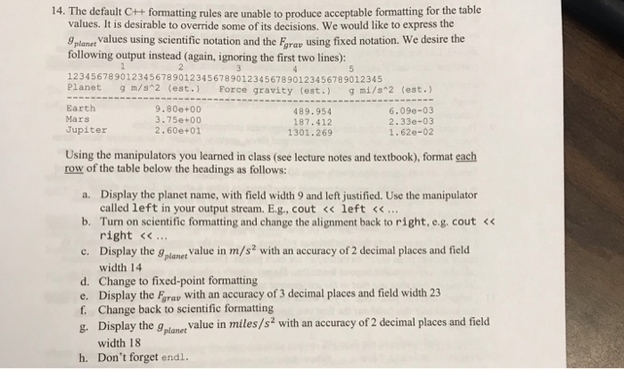 int main() const double G(6.67 pow (10, -11)): const | Chegg.com