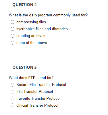 Solved What is the gzip program commonly used for? | Chegg.com