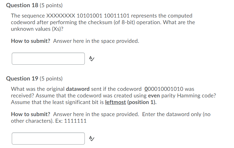 Solved Question 18 (5 points) The sequence XXXXXXXX 10101001 | Chegg.com