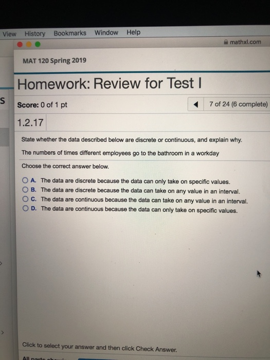 Solved View History Bookmarks Window Help mathxl.com MAT 120 | Chegg.com