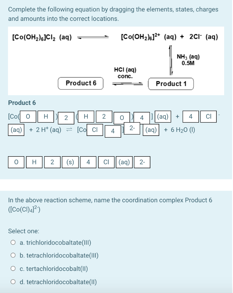 Solved Complete the following equation by dragging the | Chegg.com