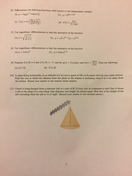 Solved Differentiate the following functions with respect to | Chegg.com