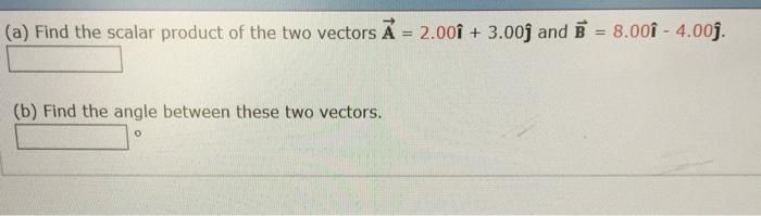 Solved (a) Find the scalar product of the two vectors A | Chegg.com