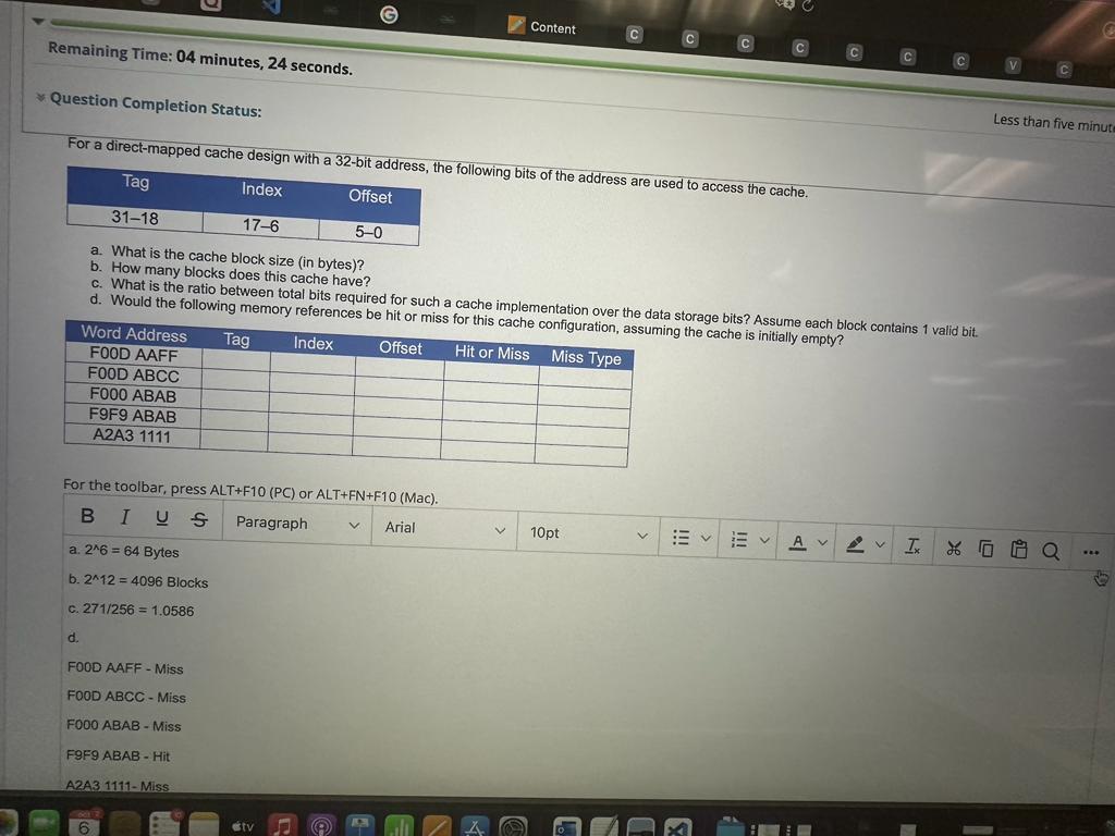 Solved For a direct-mapped cache design with a 32-bit | Chegg.com