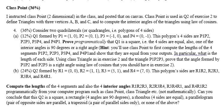 CODES ARE BELOW using System; public class Point { | Chegg.com