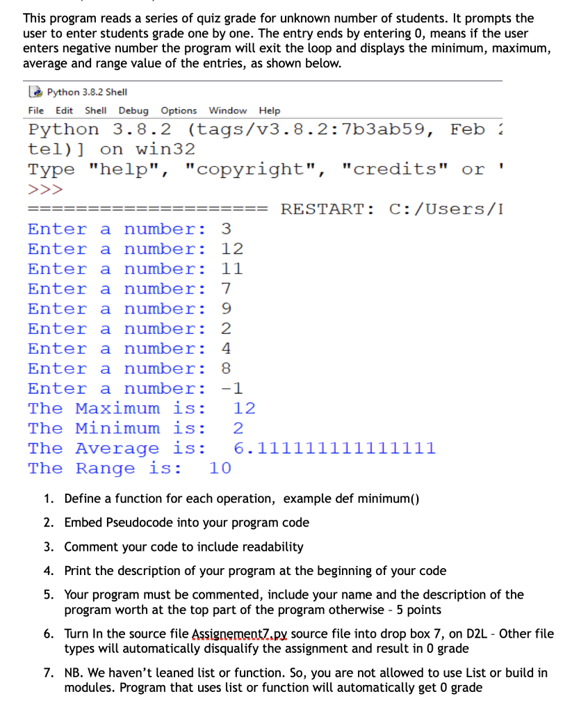 Solved This program reads a series of quiz grade for unknown | Chegg.com