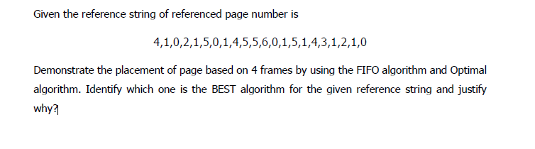 Solved Given the reference string of referenced page number | Chegg.com