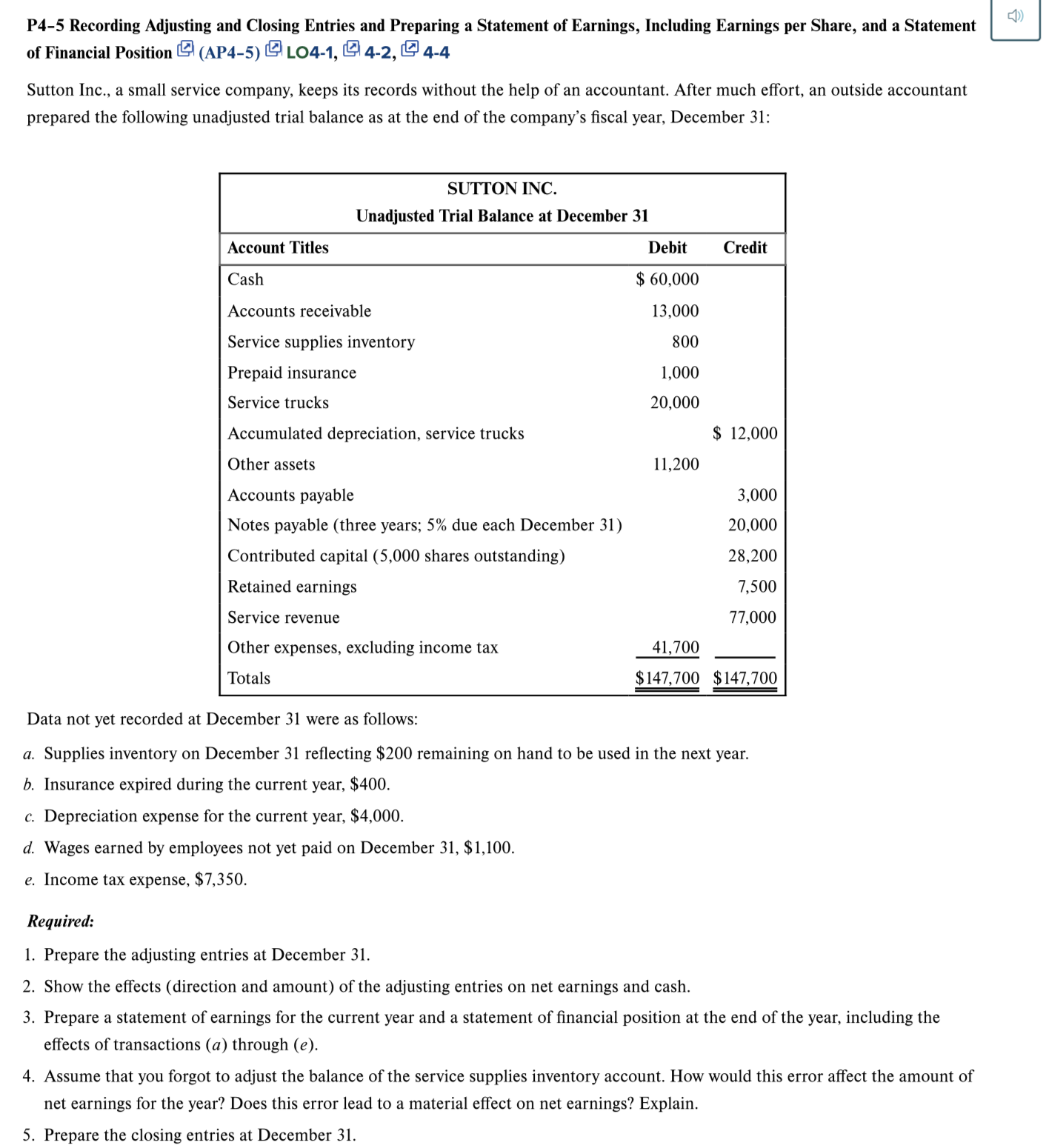Solved P4-5 Recording Adjusting and Closing Entries and | Chegg.com