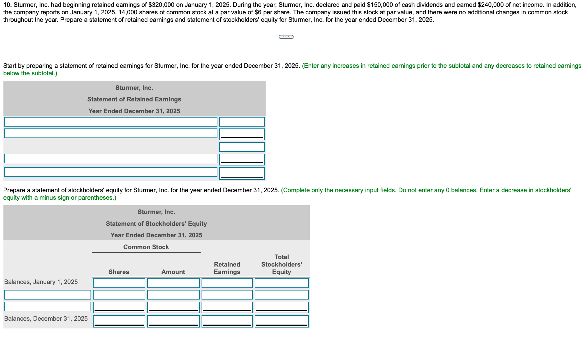 Solved Sturmer, Inc. had beginning retained earnings of | Chegg.com