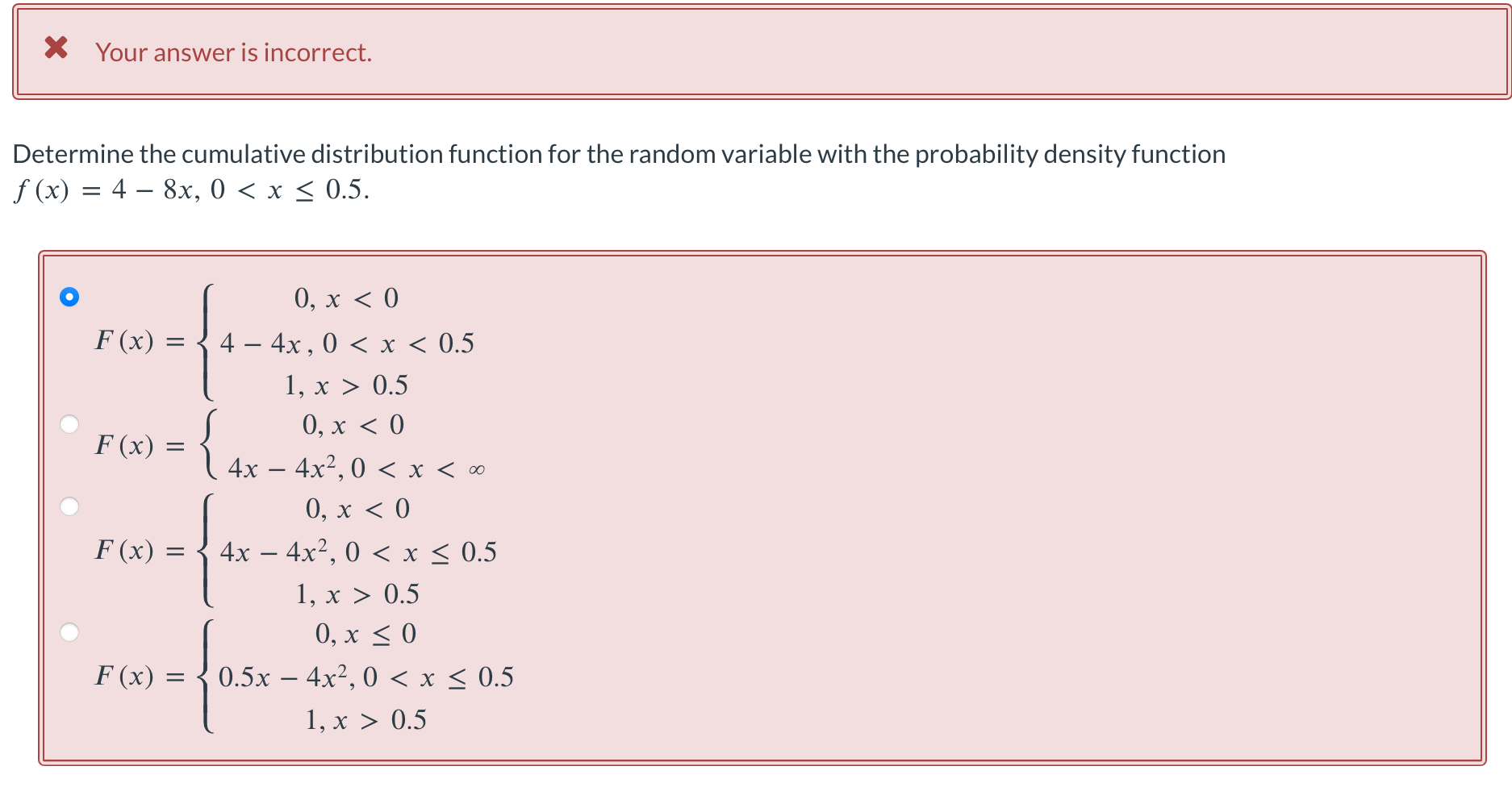 Solved Determine The Cumulative Distribution Function For