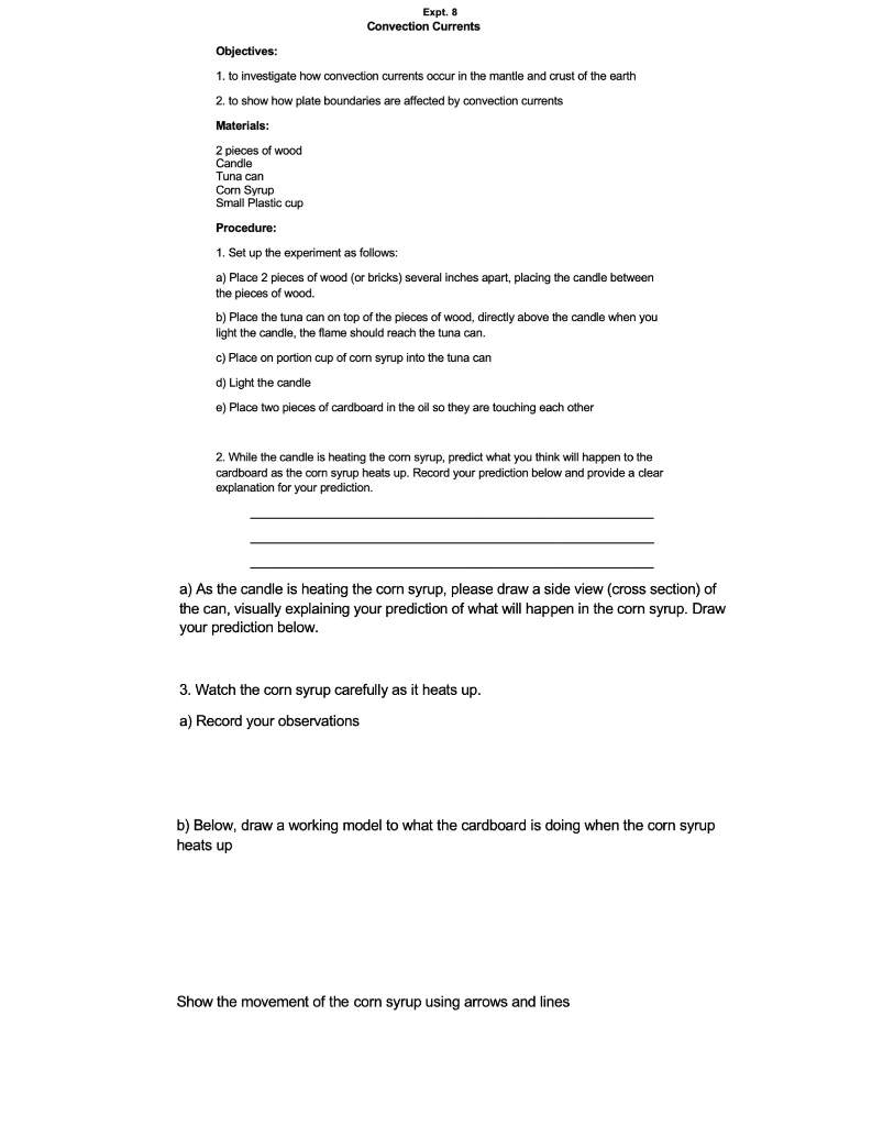 Solved Expt. 8 Convection Currents Objectives: 1. to | Chegg.com