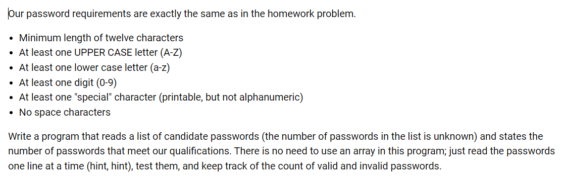 Solved Our password requirements are exactly the same as in | Chegg.com