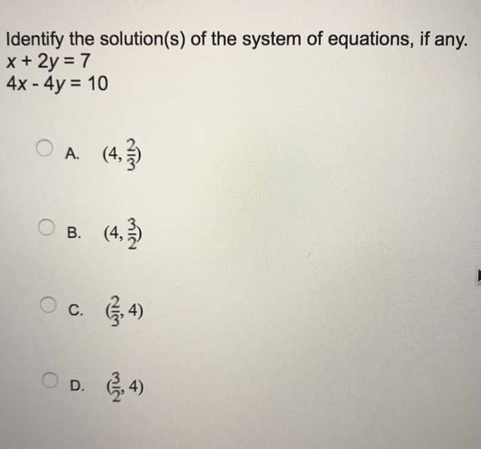 Solved Identify the solution(s) of the system of equations, | Chegg.com