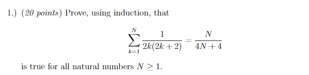 Solved 1.) (20 points) Prove, using induction, | Chegg.com Solved 1.) (20 points) Prove, using induction, | Chegg.com