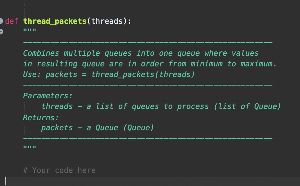 Solved thread_packets(threads): "II" Combines multiple | Chegg.com