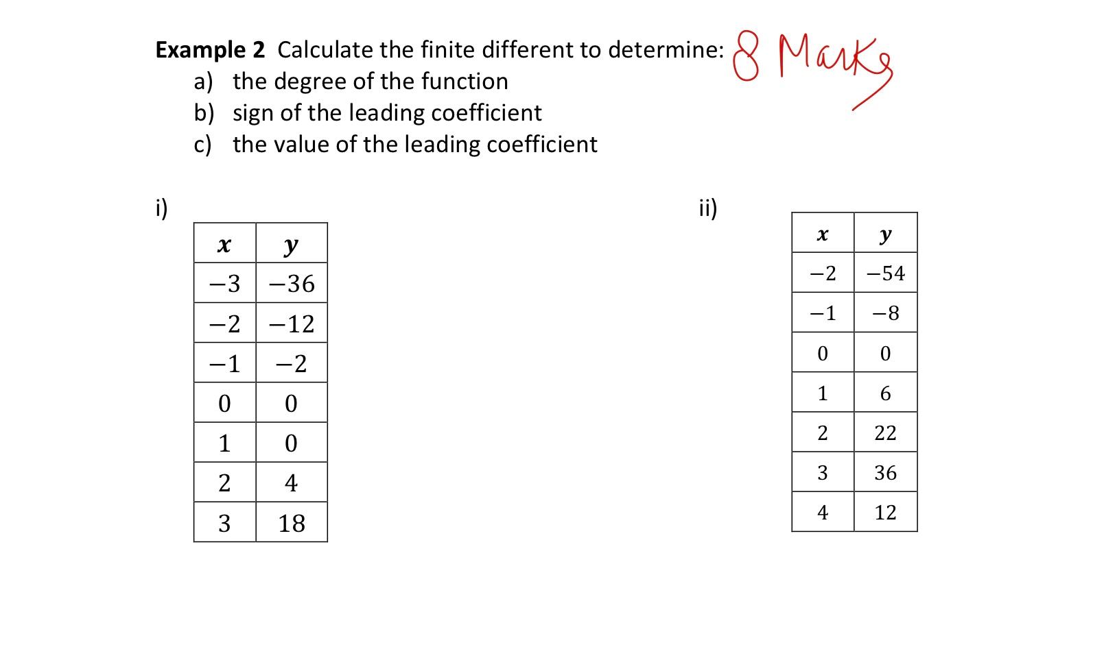 Solved 8 Example 2 Calculate the finite different to | Chegg.com