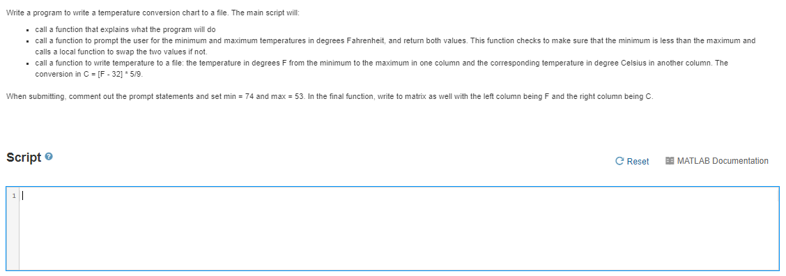 Solved Write a program to write a temperature conversion | Chegg.com