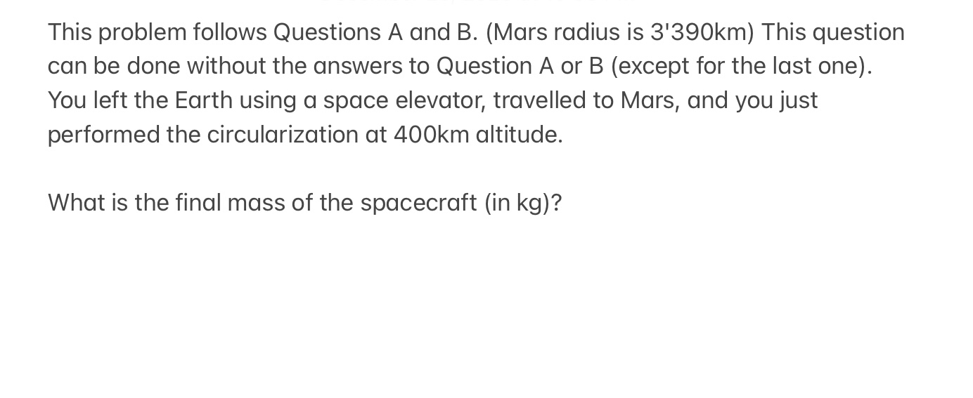 This problem follows Questions A and B. (Mars radius | Chegg.com