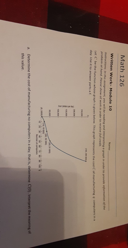 Solved Math 126 Written Work- Module 10 Name: Instructions: | Chegg.com