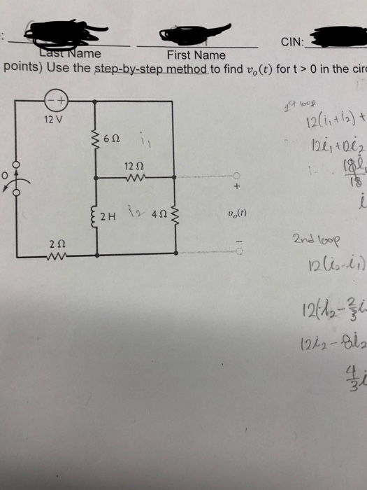 Solved use step by step method to find v0(t) for t>0 in the | Chegg.com