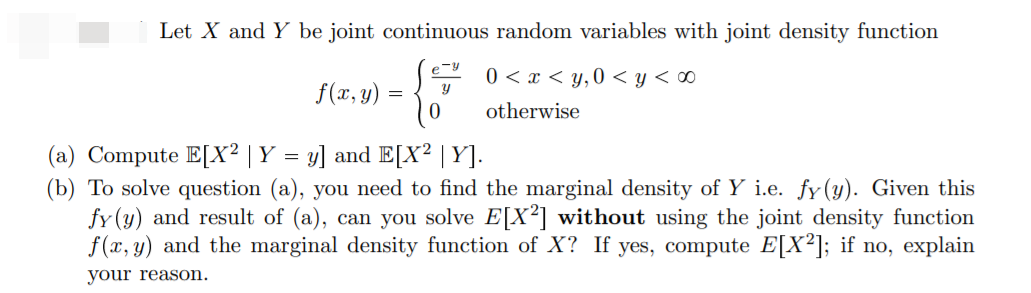 Solved Let X and Y be joint continuous random variables with | Chegg.com