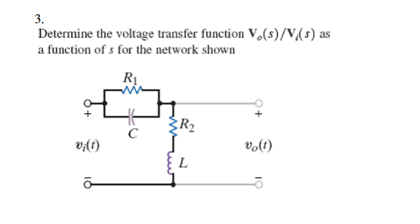 Solved Determine the voltage transfer function V.(S)/V:(s) | Chegg.com