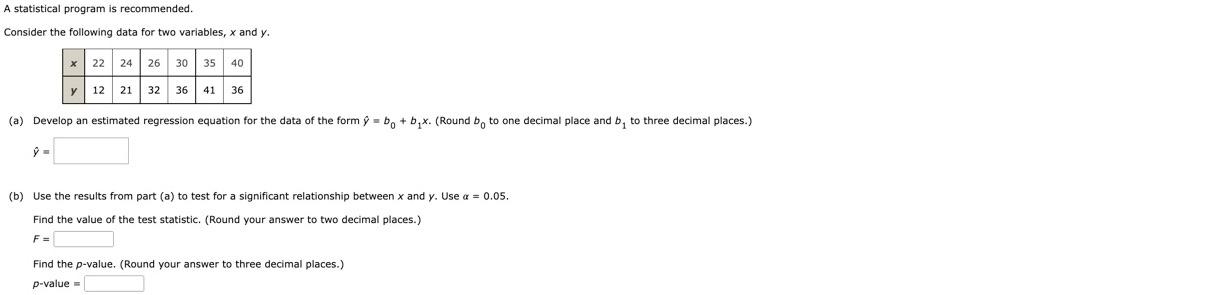 Solved A statistical program is recommended. Consider the | Chegg.com
