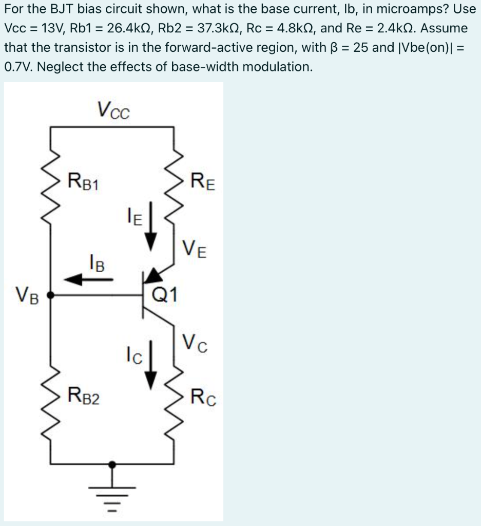 Solved For the BJT bias circuit shown, what is the base | Chegg.com