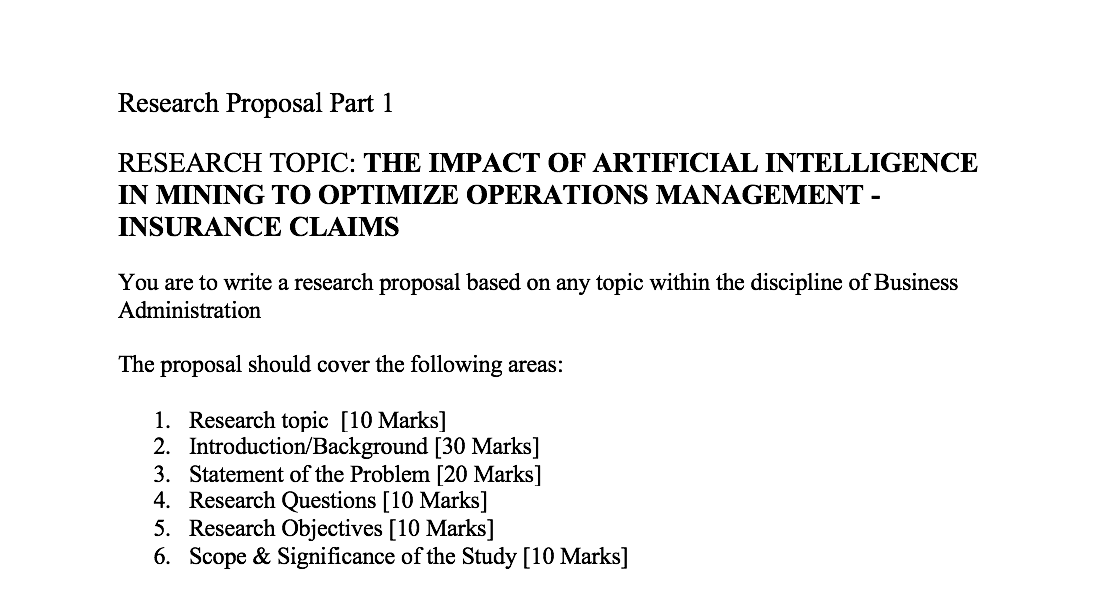 Solved Research Proposal Part 1 RESEARCH TOPIC: THE IMPACT | Chegg.com