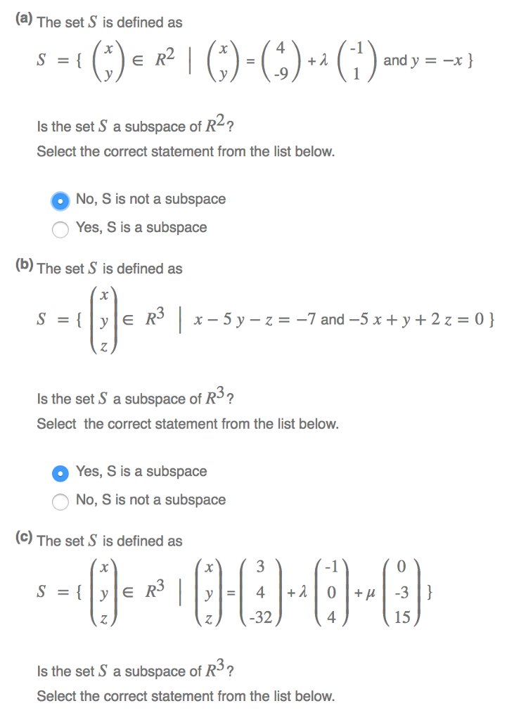 Solved (a) The set S is defined as 4 E R and y -x Is the set | Chegg.com