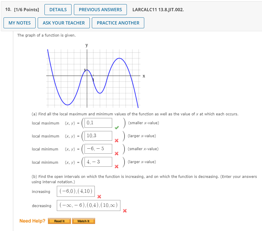 Solved 10. [1/6 Points] DETAILS PREVIOUS ANSWERS LARCALC11 | Chegg.com