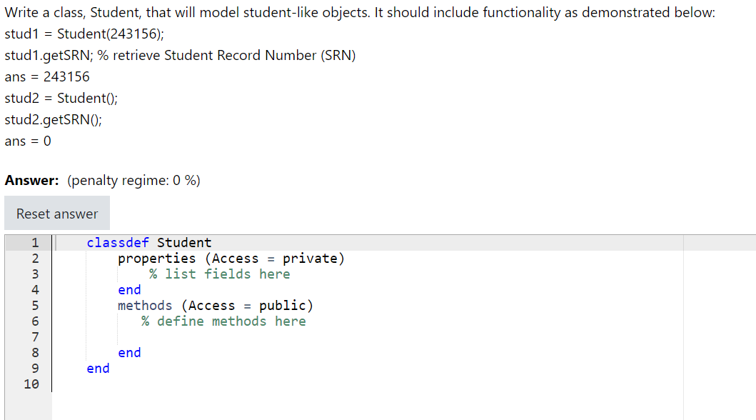 Solved Write a class, Student, that will model student-like | Chegg.com