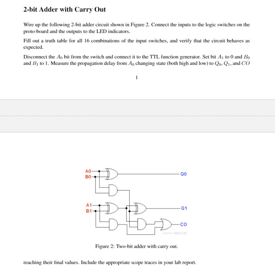 Solved 2-bit Adder with Carry Out Wire up the following | Chegg.com