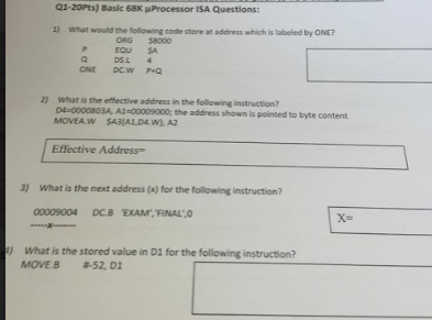 Solved Q1-20Pts) Basic 68K Processor ISA Questions: 1) What | Chegg.com