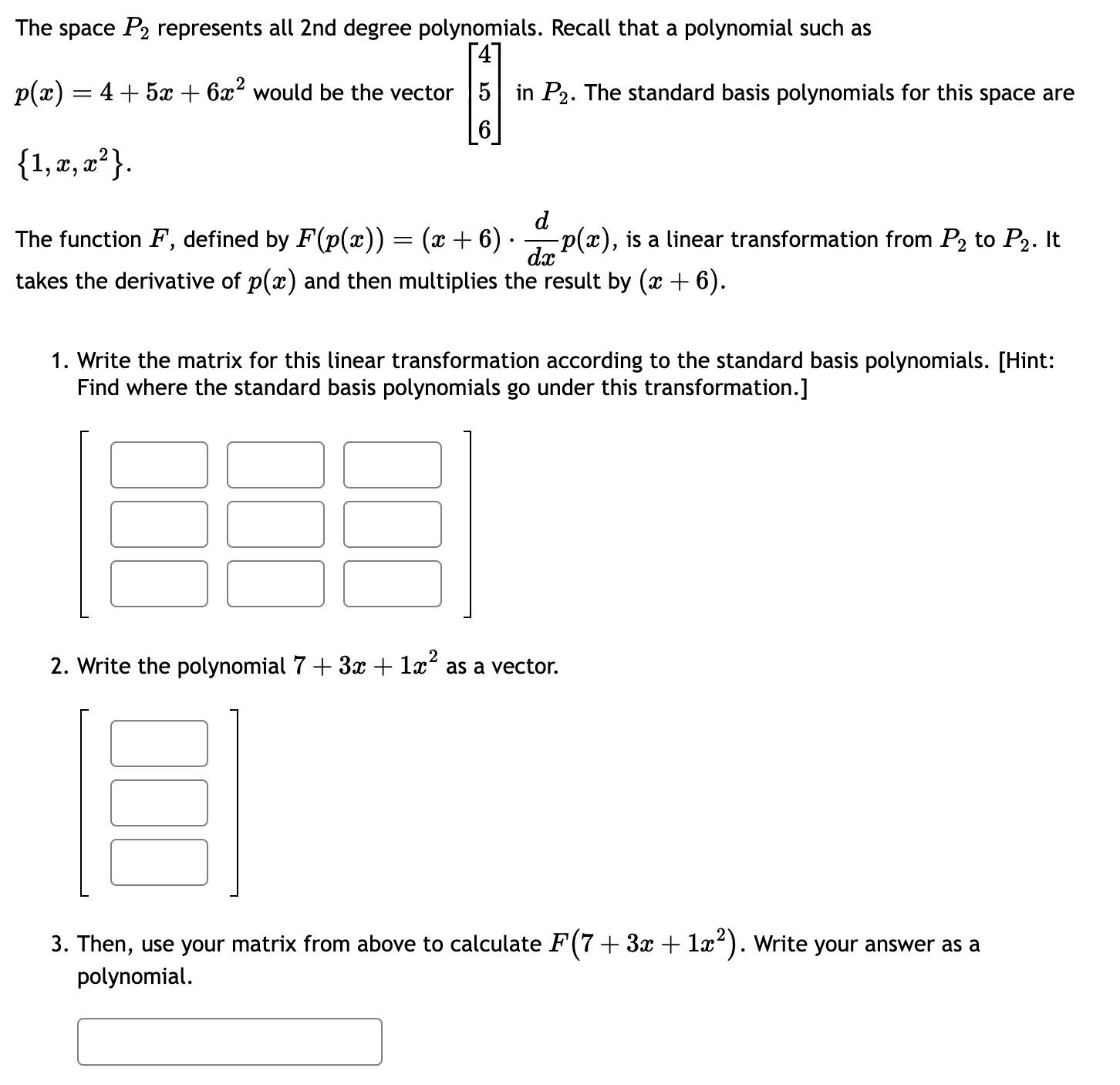 Solved The space \\( P_{2} \\) represents all 2 nd degree | Chegg.com