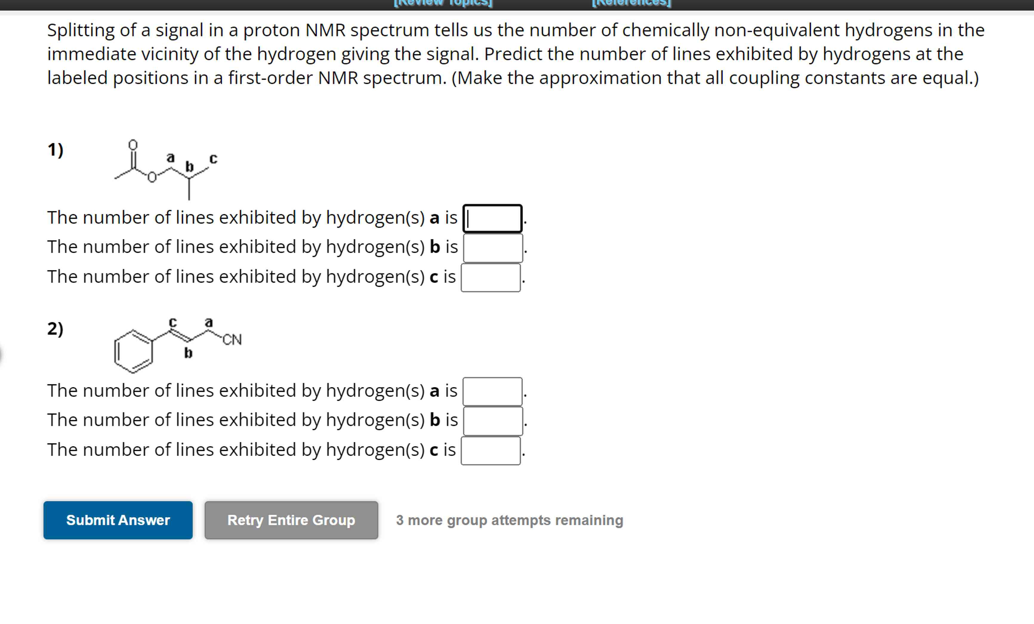 Solved Splitting of a signal in a proton NMR spectrum tells | Chegg.com