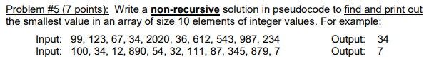 Solved Problem 5 7 Points Write A Non Recursive Solution 9978