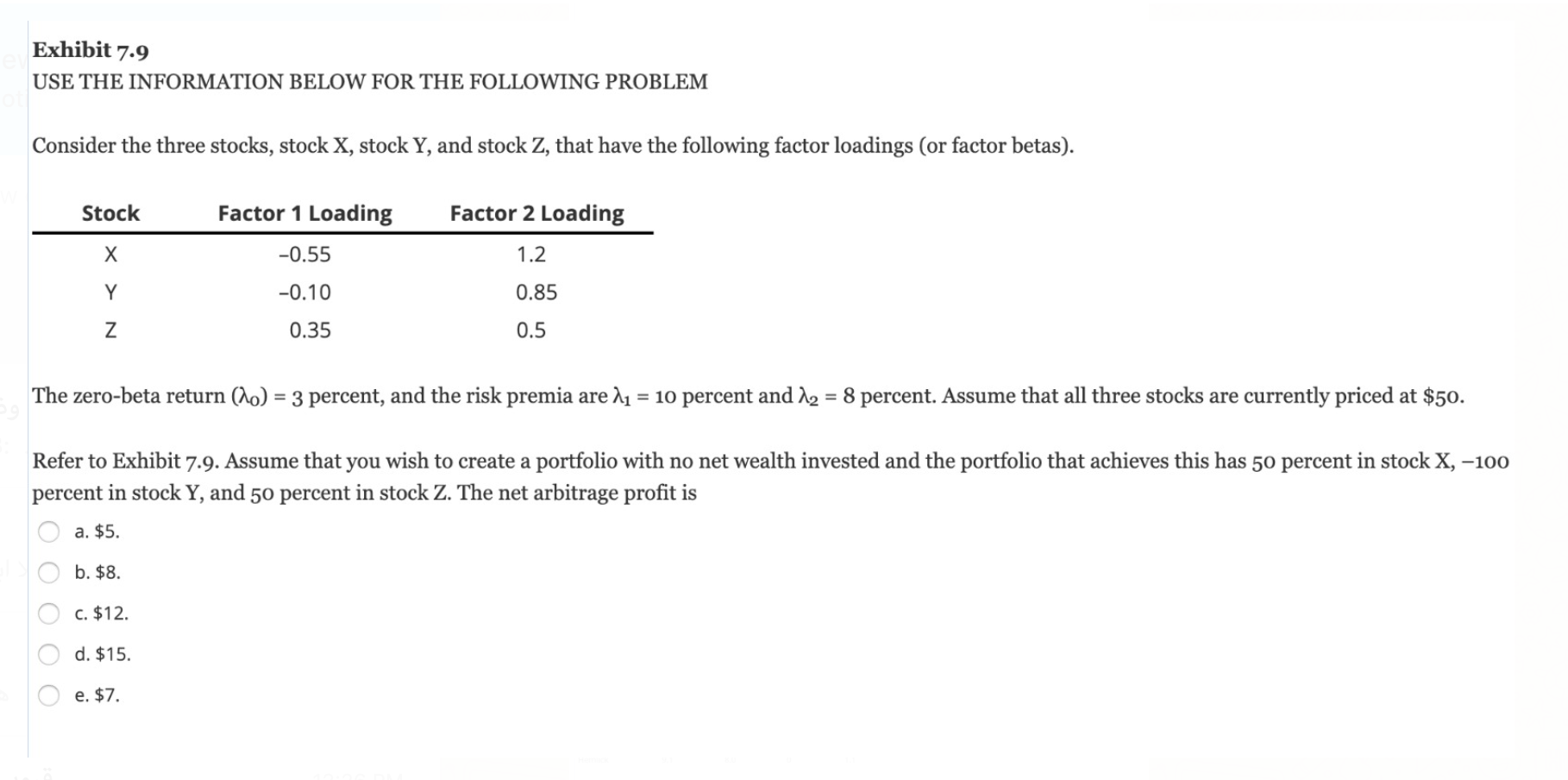 Solved Exhibit 7.9 USE THE INFORMATION BELOW FOR THE | Chegg.com