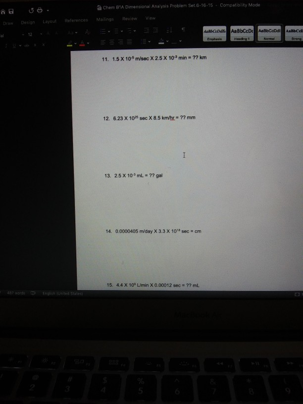 Solved Chem B1A Dimensional Analysis Problem Set 6-16-15 - | Chegg.com