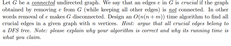 Solved Let G be a connected undirected graph. We say that an | Chegg.com
