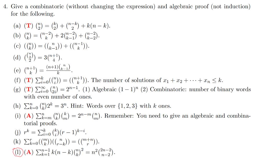 Solved + 4. Give a combinatoric (without changing the | Chegg.com