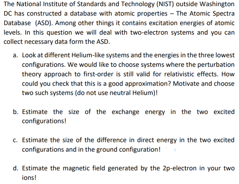 Solved Please go to www.nist.gov/pml/atomic-spectra-database | Chegg.com