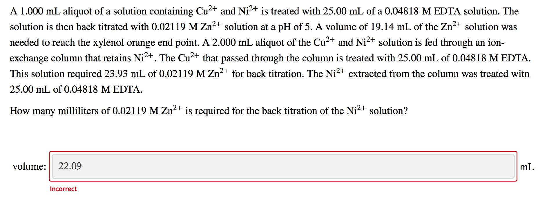 Solved A 1.000 mL aliquot of a solution containing Cu2+ and | Chegg.com