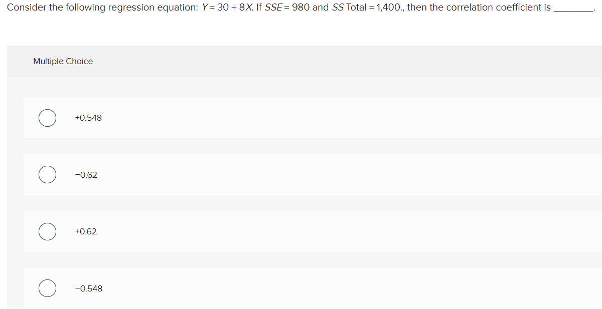 Solved Consider the following regression equation: Y = 30 + | Chegg.com