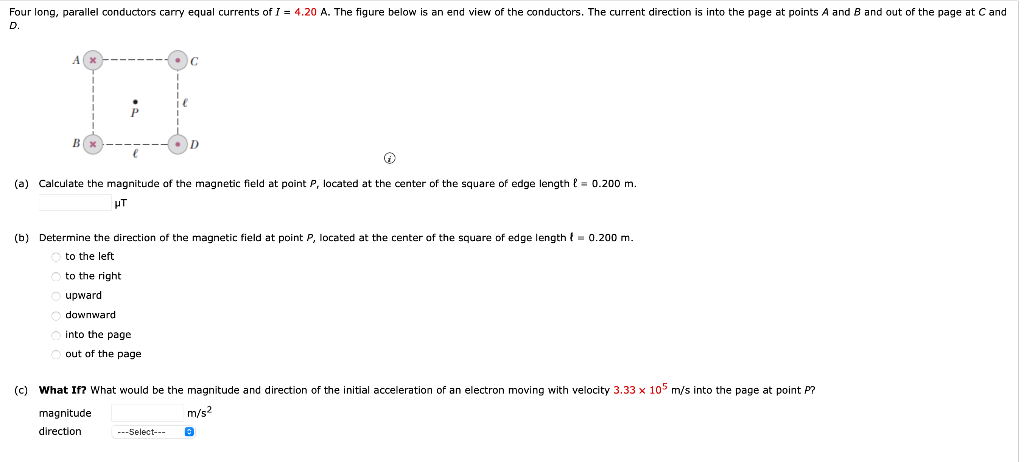 Solved Four long, parallel conductors carry equal currents | Chegg.com